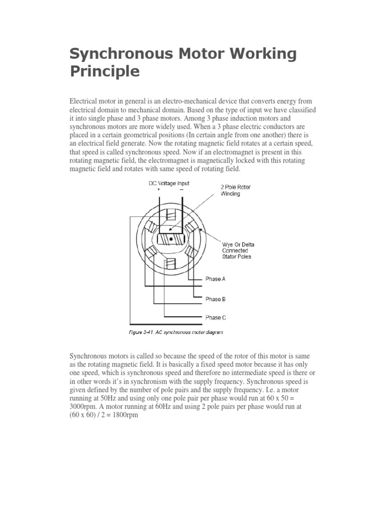 Synchronous Motor Working Principle | PDF | Electric Motor ...