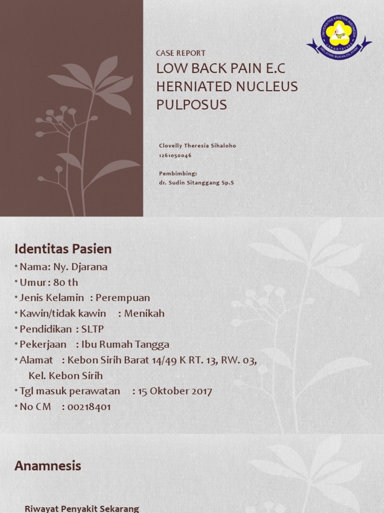 Case Report HNP | PDF | Kesehatan Holistik