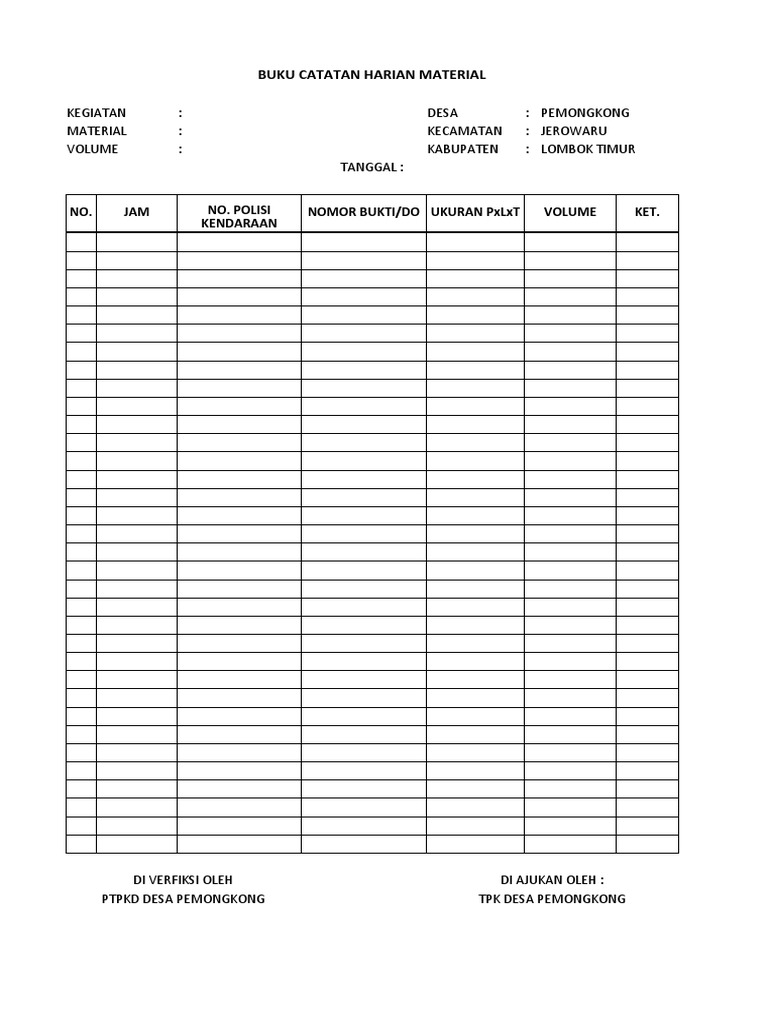 Buku Catatan Material 2017 | PDF