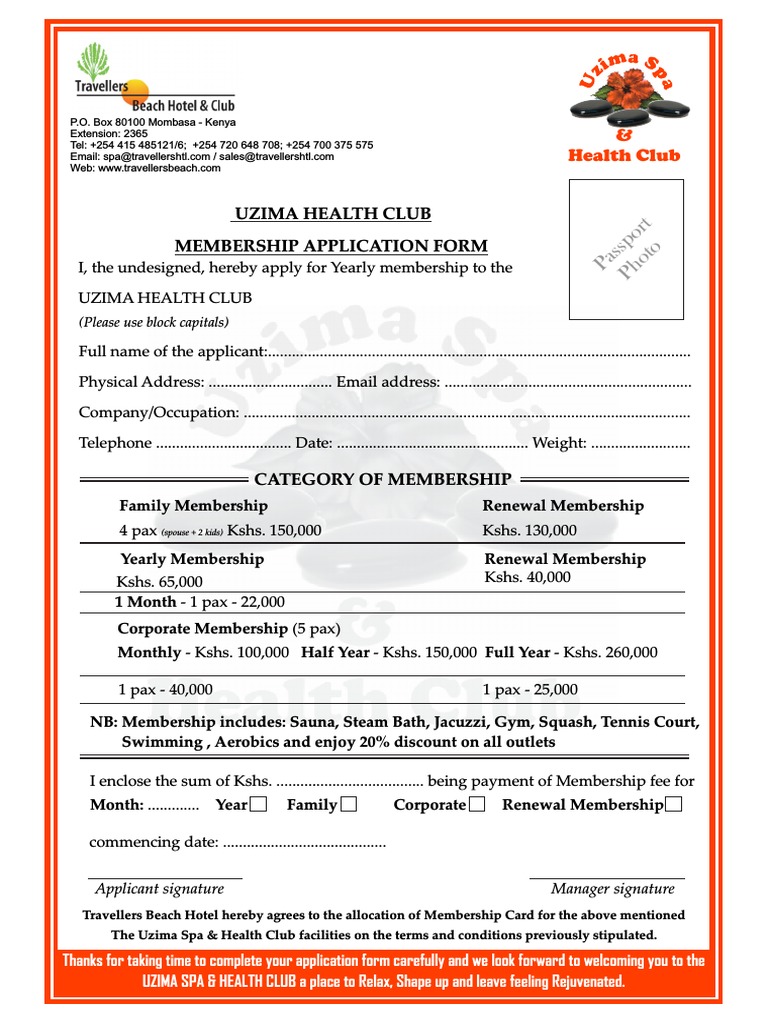 Membership Form | PDF | Massage | Hairstyle