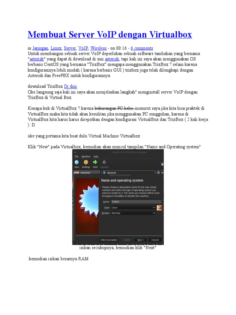 Panduan Instalasi Server VoIP TrixBox | PDF | Game & Aktivitas