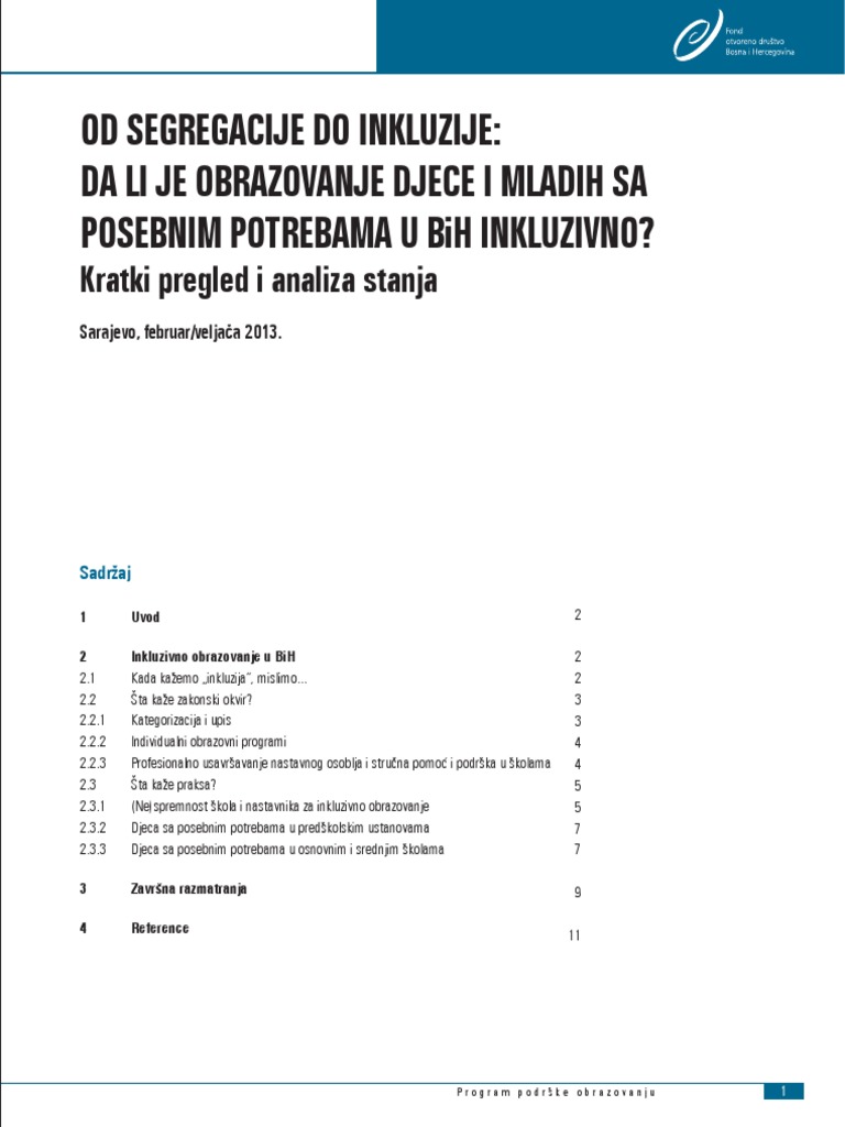 Uvod U Inkluzivno Obrazovanje PDF | PDF