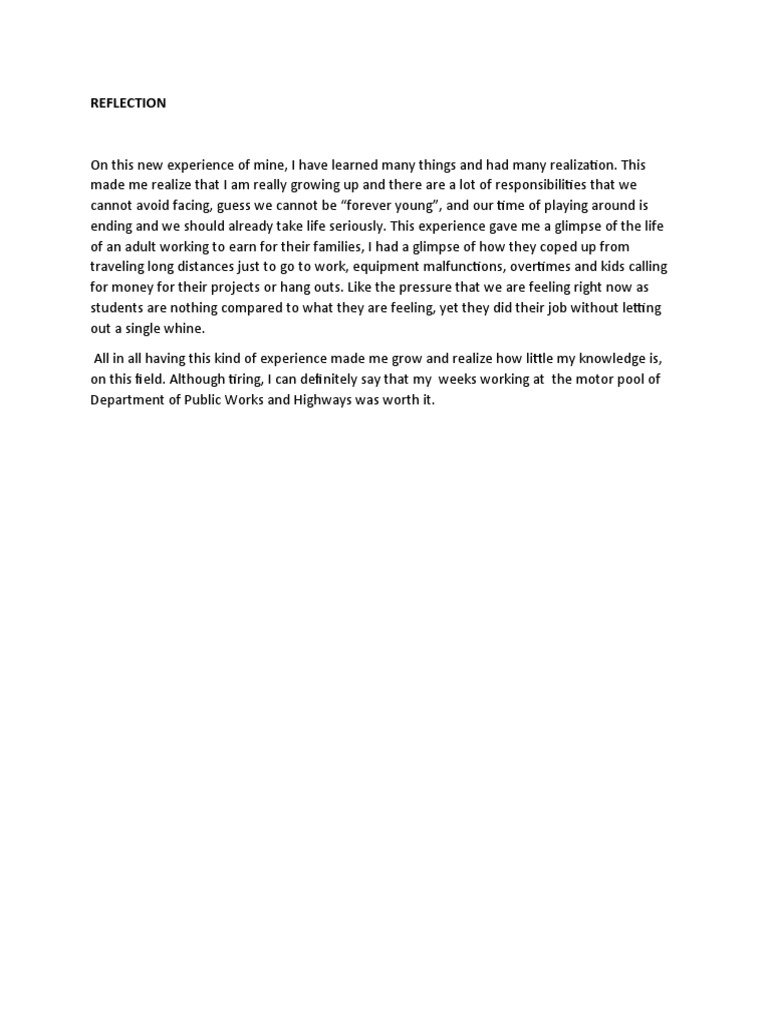 Reflection | PDF | Cognition | Behavior Modification