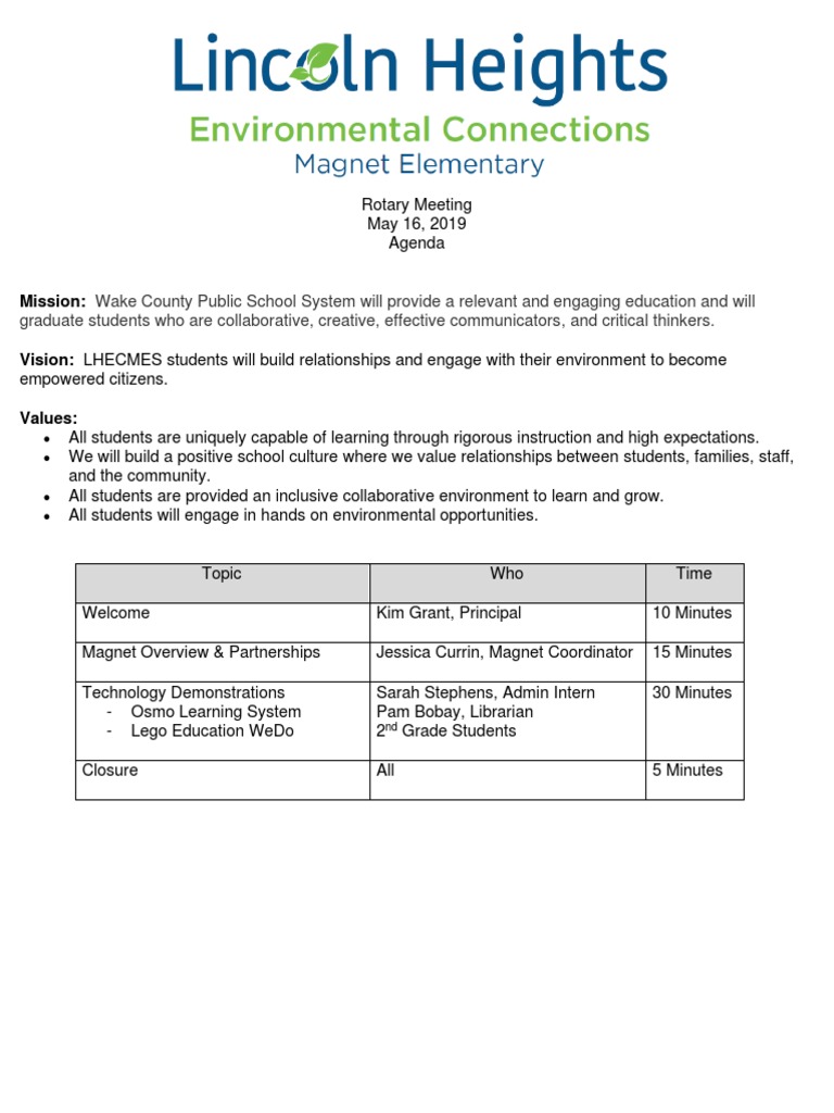 Rotary Club Meeting Agenda | PDF