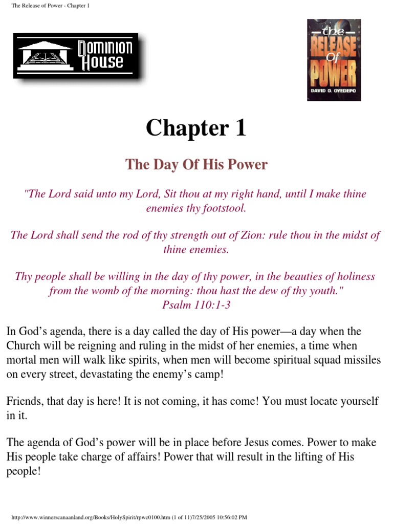 The Release of Power - Chapter 1 PDF | PDF | Anointing | God