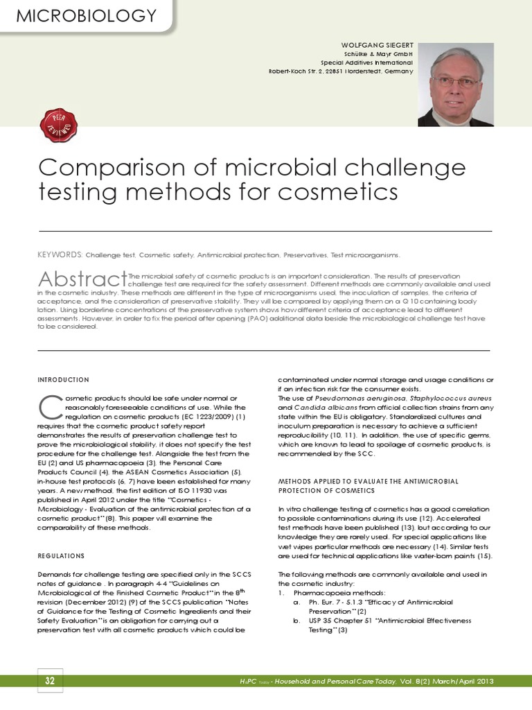 Comparison of Microbial Challenge Testingmethods For Cosmetics PDF ...