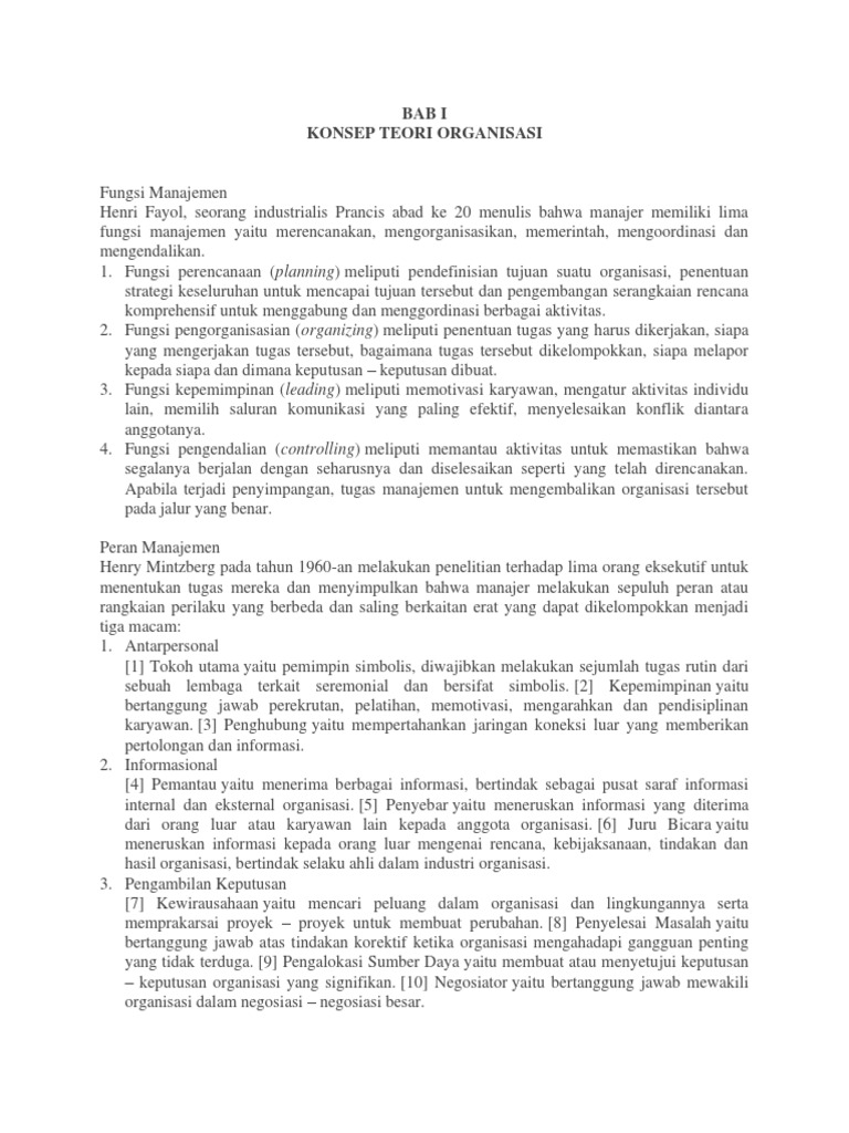 Konsep Teori dan Peran Manajemen | PDF