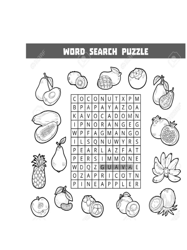 Frutas en Ingles, Sopa de Letras | PDF