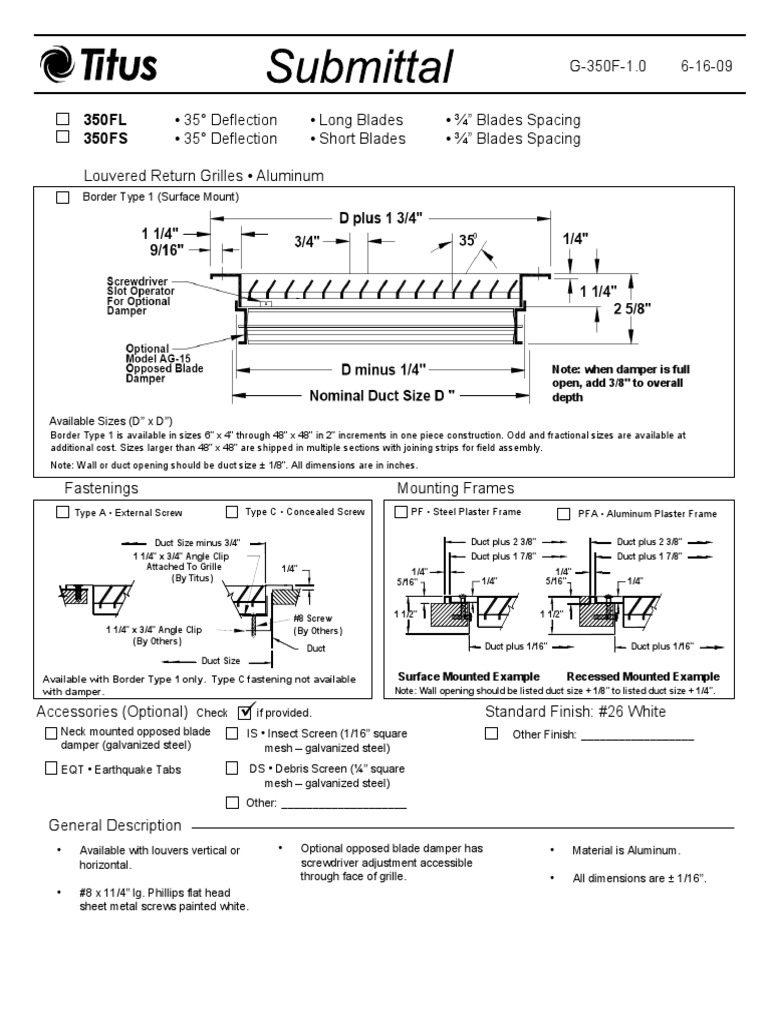350F Submittal 6-16-09 | PDF | Duct (Flow) | Building Materials