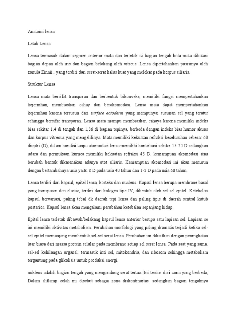 Anatomi Lensa | PDF