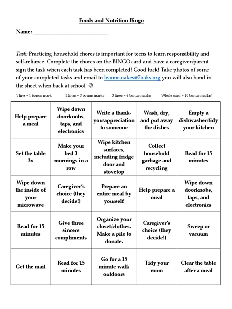 Foods and Nutrition Bingo 1 | PDF | Cooking | Home