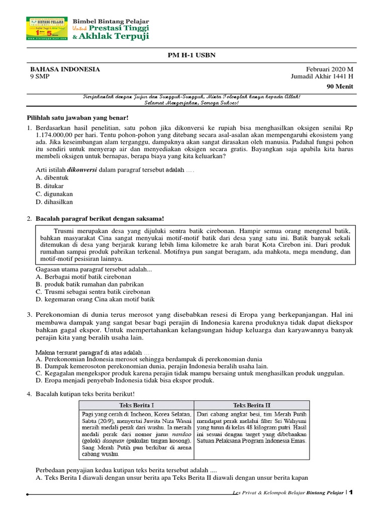 (Kelas 9P) PM Usbn 1 PDF | PDF