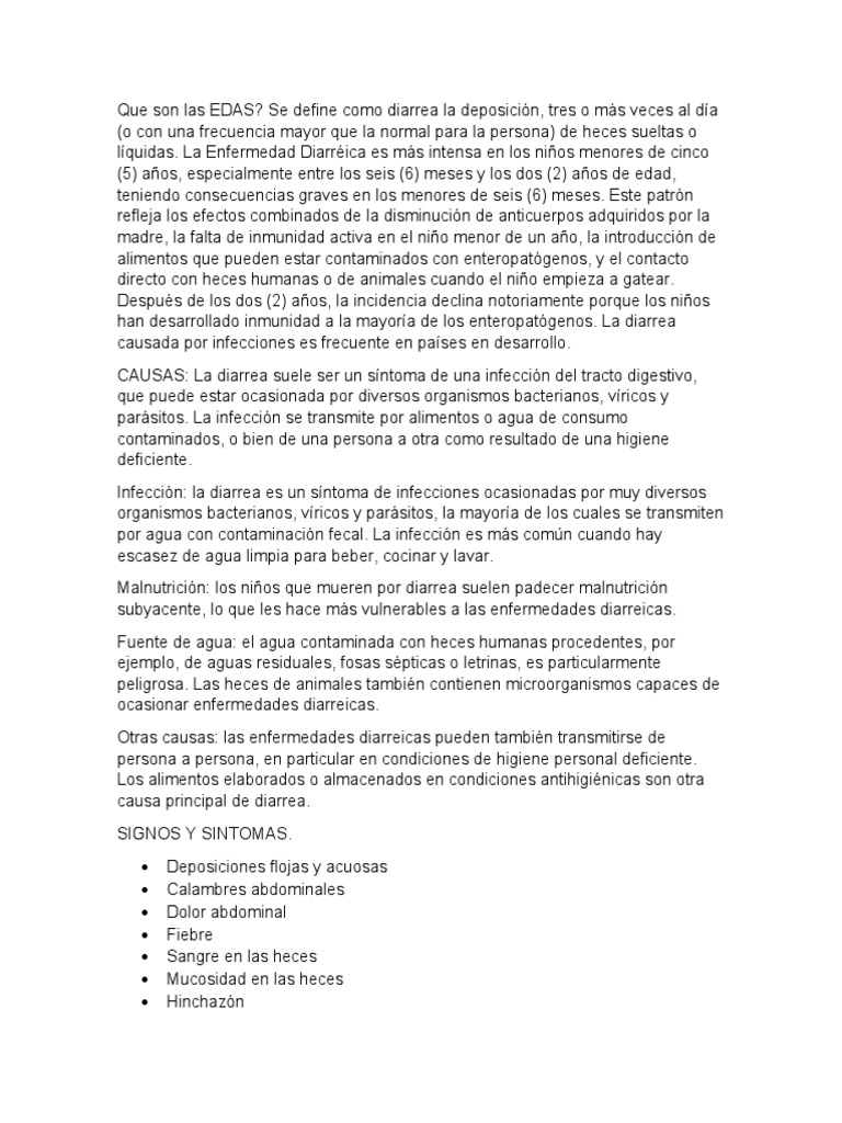 Que Son Las EDAS | PDF | Diarrea | Heces