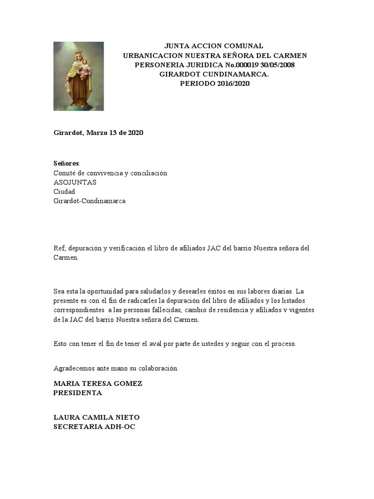Cartas Junta Accion Comunal | PDF | Gobierno
