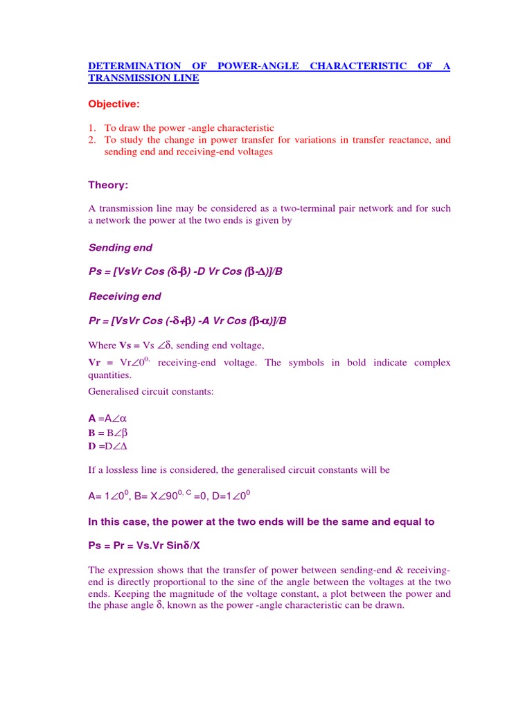 Power Angle Characteristics | PDF | Electric Power Transmission ...