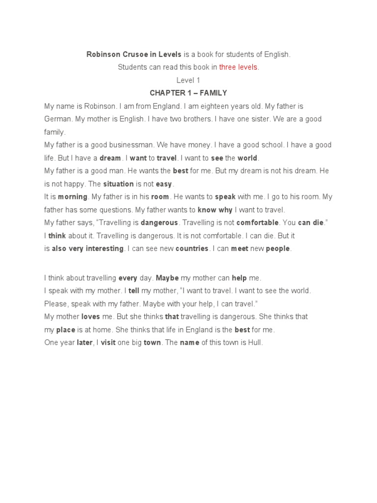 Chapter 1 - Level 1 - Robinson Crusoe | PDF