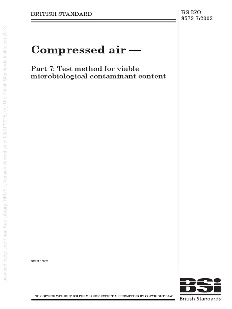 Micro (BS ISO 8573-7 - 2003) - Compressed Air. Test Method For Viable ...