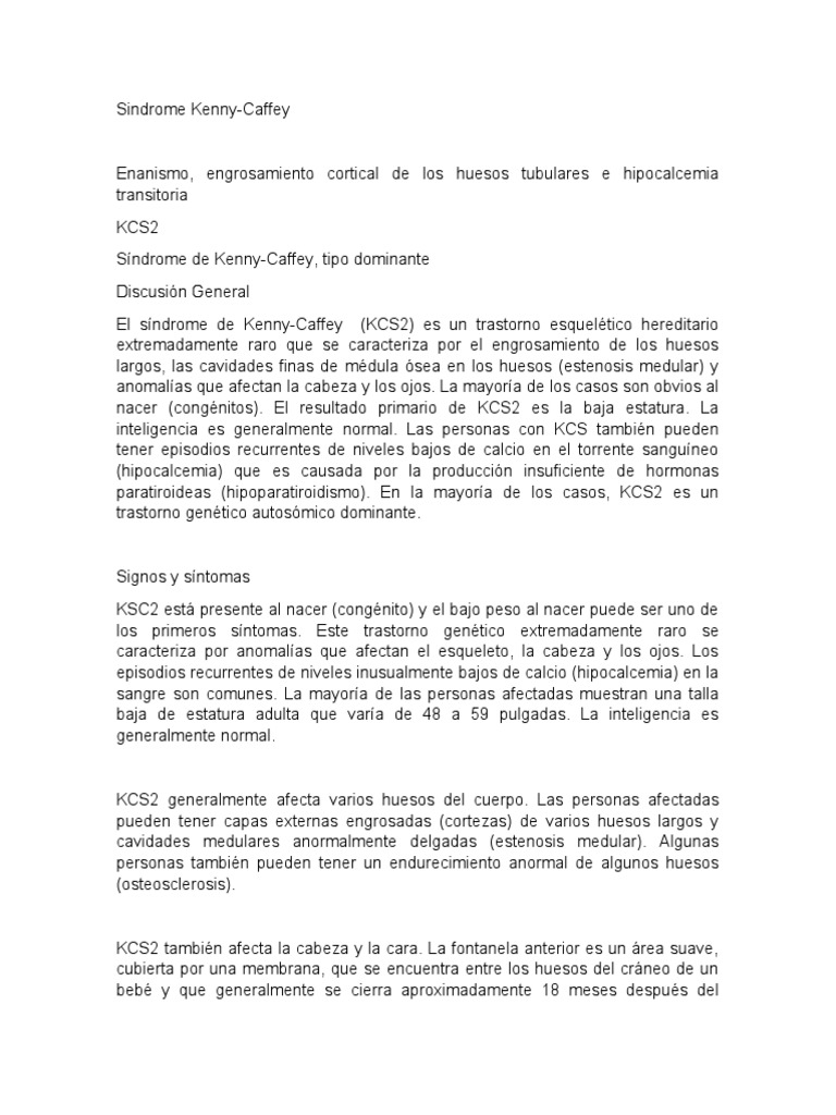 Síndrome de Kenny-Caffey: Características y Causas | PDF | Hueso | Gene