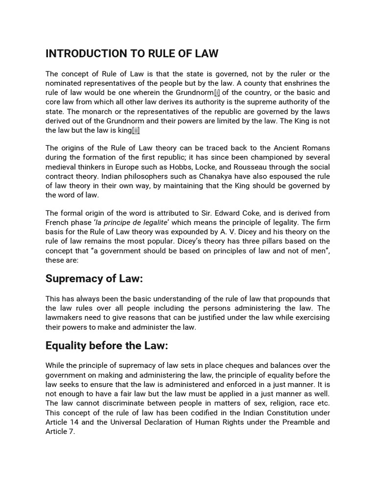 Introduction To Rule of Law | PDF | Rule Of Law | Constitution
