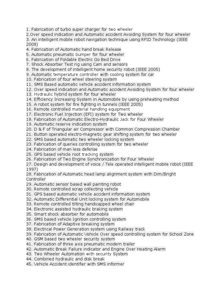 Mini Project Topics | PDF | Metal Fabrication | Machines