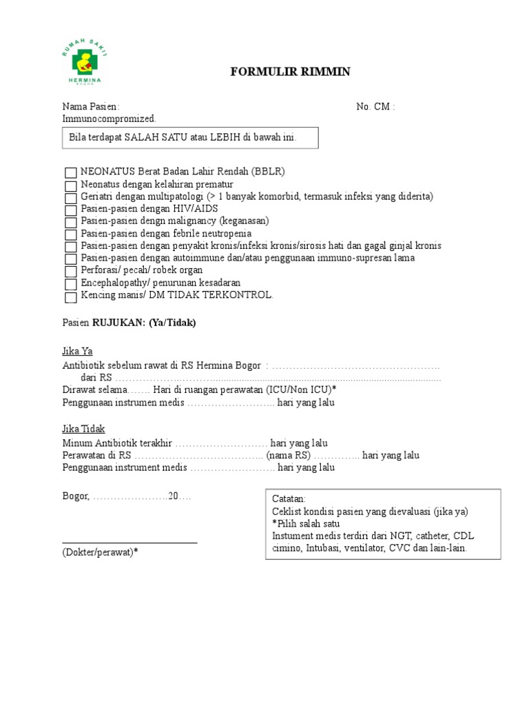 Contoh FORMULIR RIMMIN | PDF