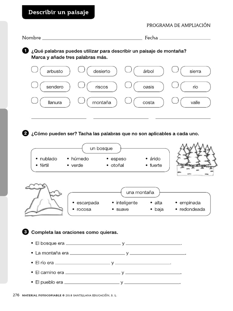 ficha ampliación-describir un paisaje