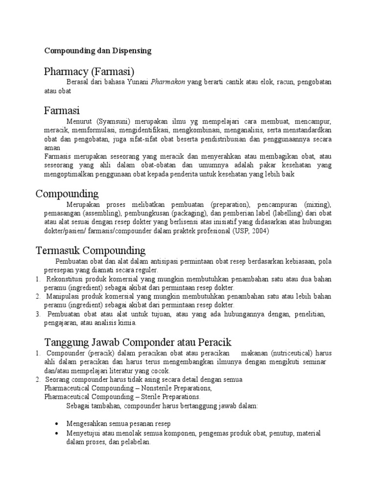 Compounding Dan Dispensing | PDF | Pengembangan Diri