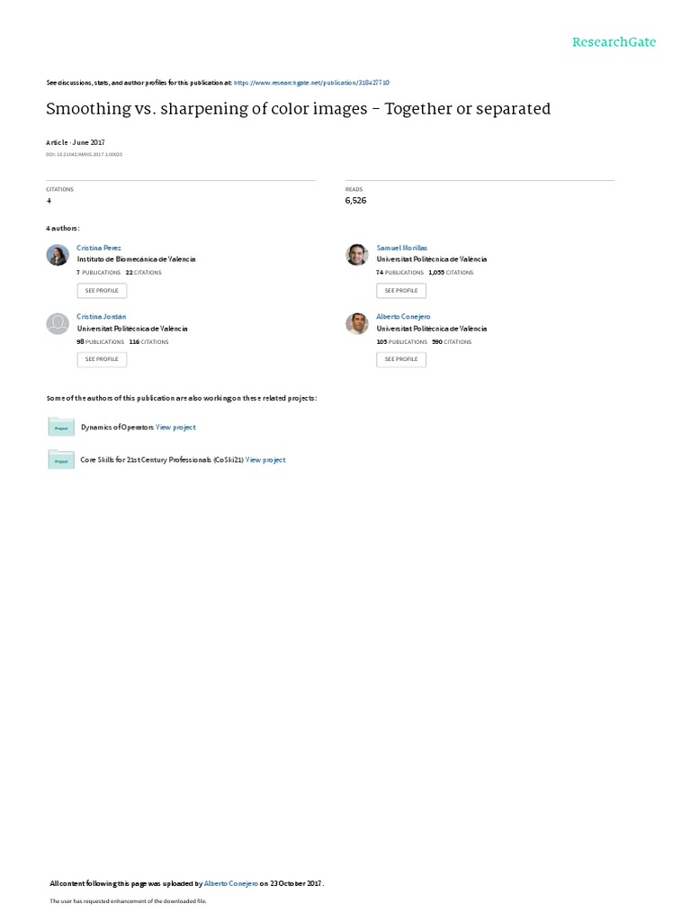 Smoothing vs. Sharpening of Color Images | PDF | Wavelet | Principal ...
