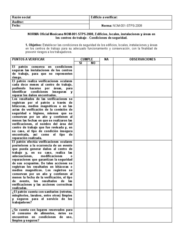 Check List Nom 001 Stps | PDF | Naturaleza