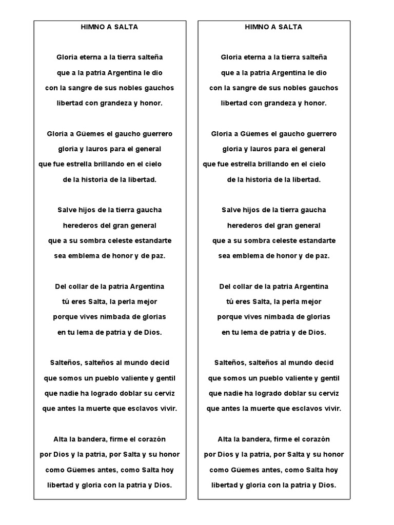 Himno A Salta Argentina | PDF
