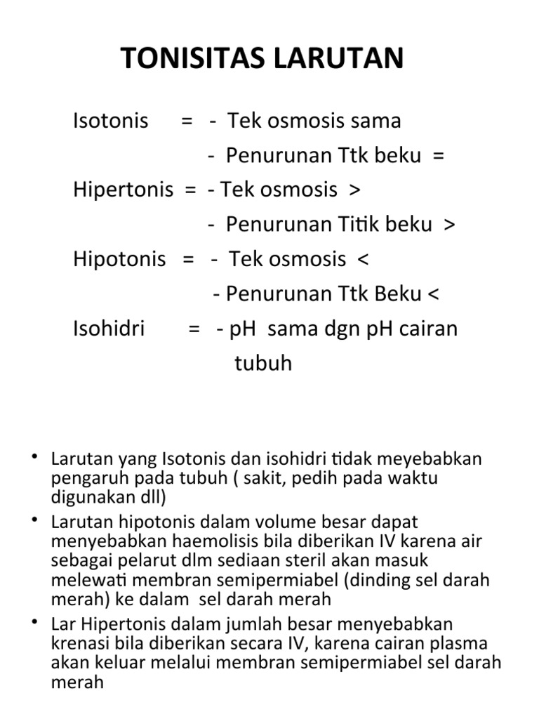 Tonisitas Larutan dan Perhitungannya | PDF | Sains & Matematika