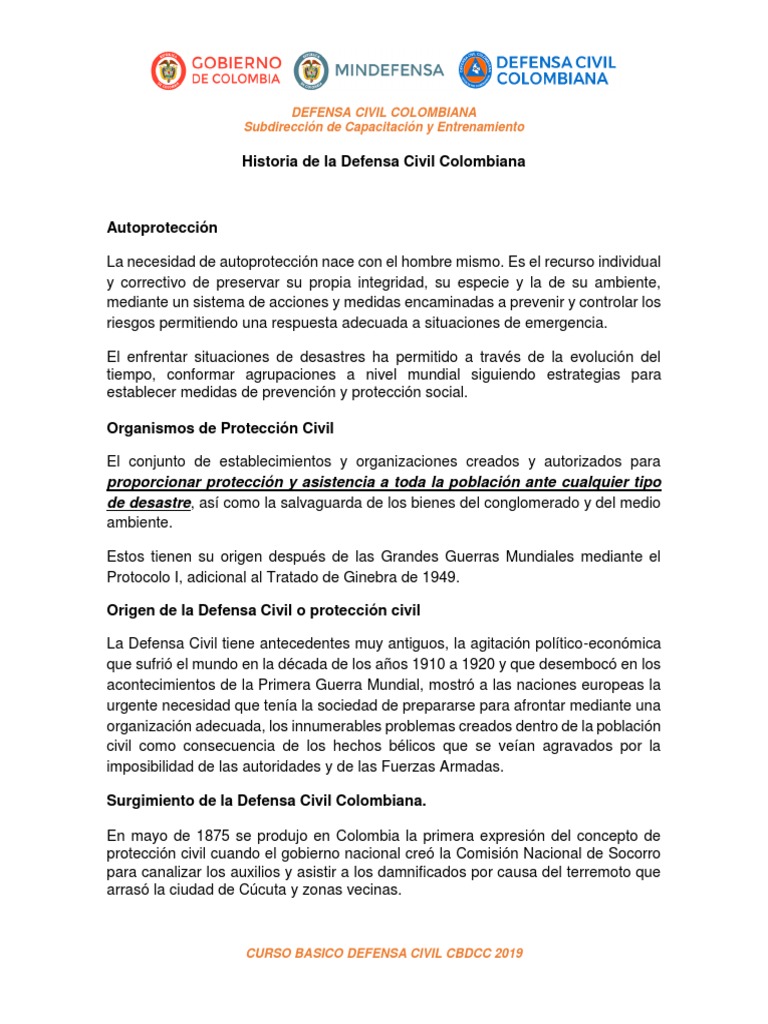 Historia de La Defensa Civil Colombiana | PDF | Colombia | Gobierno