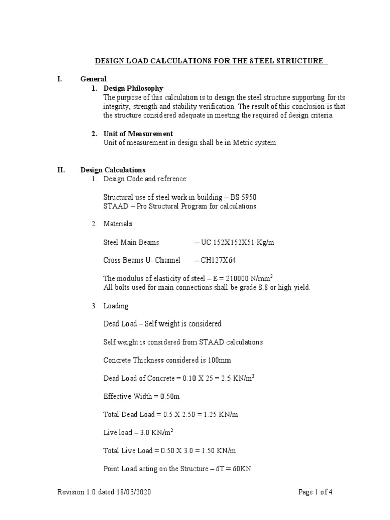 Steel Structure Design Load Calculations | PDF | Strength Of Materials ...