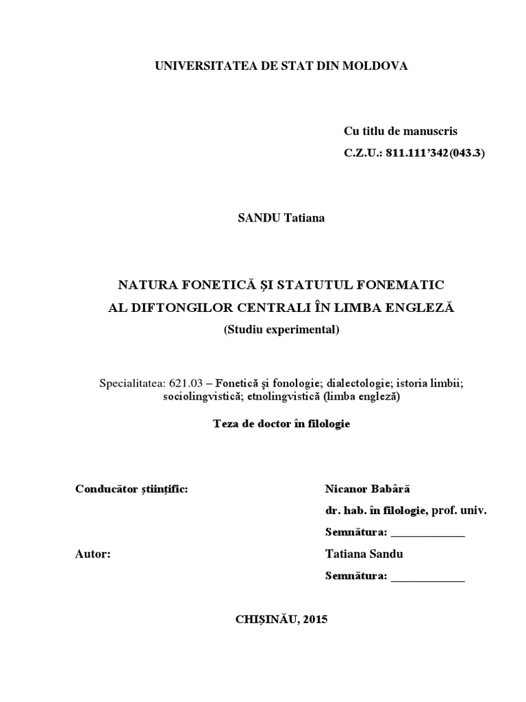 Tatiana Sandu Thesis | PDF
