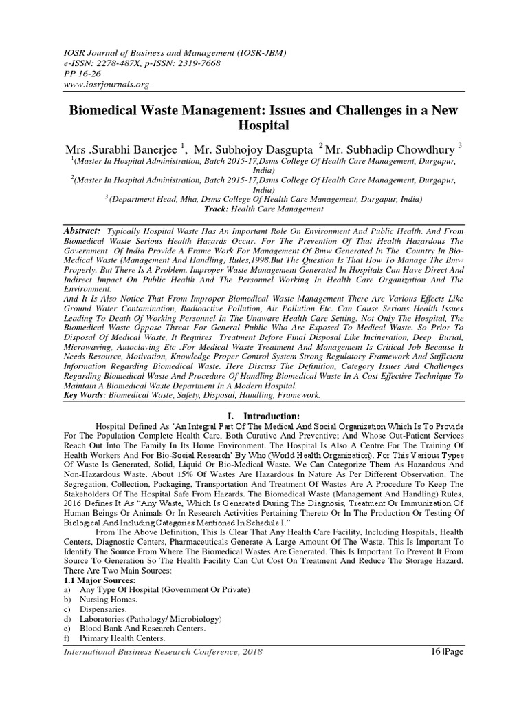 Bio Medical Waste PDF | PDF | Incineration | Waste Management