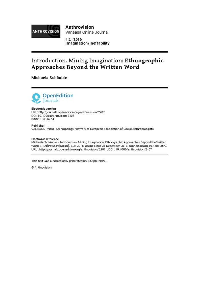 Anthrovision | PDF | Ethnography | Imagination