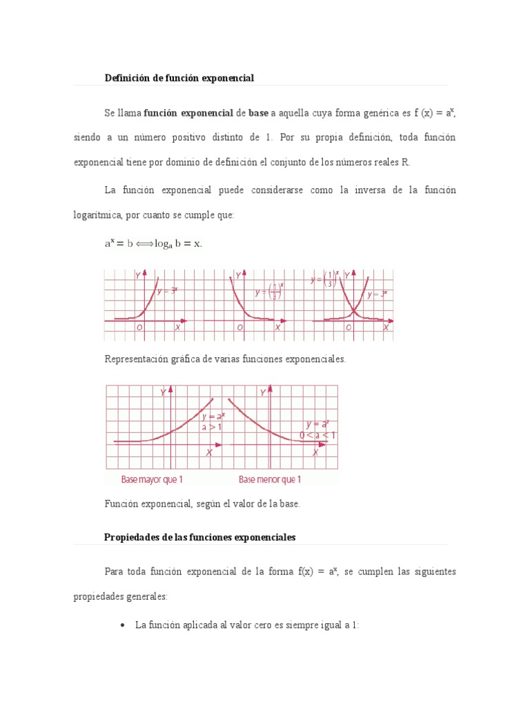 Definición y propiedades de funciones exponenciales | PDF | Ecuaciones ...