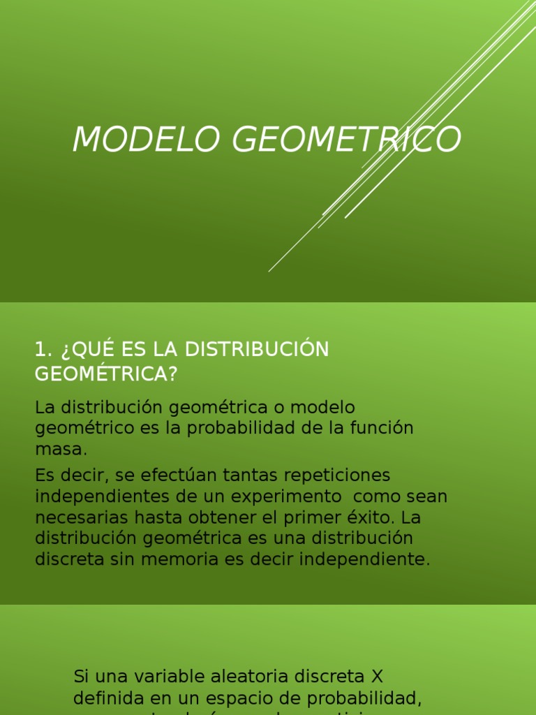 Modelo Geometrico | PDF | Variable aleatoria | Función de densidad de ...