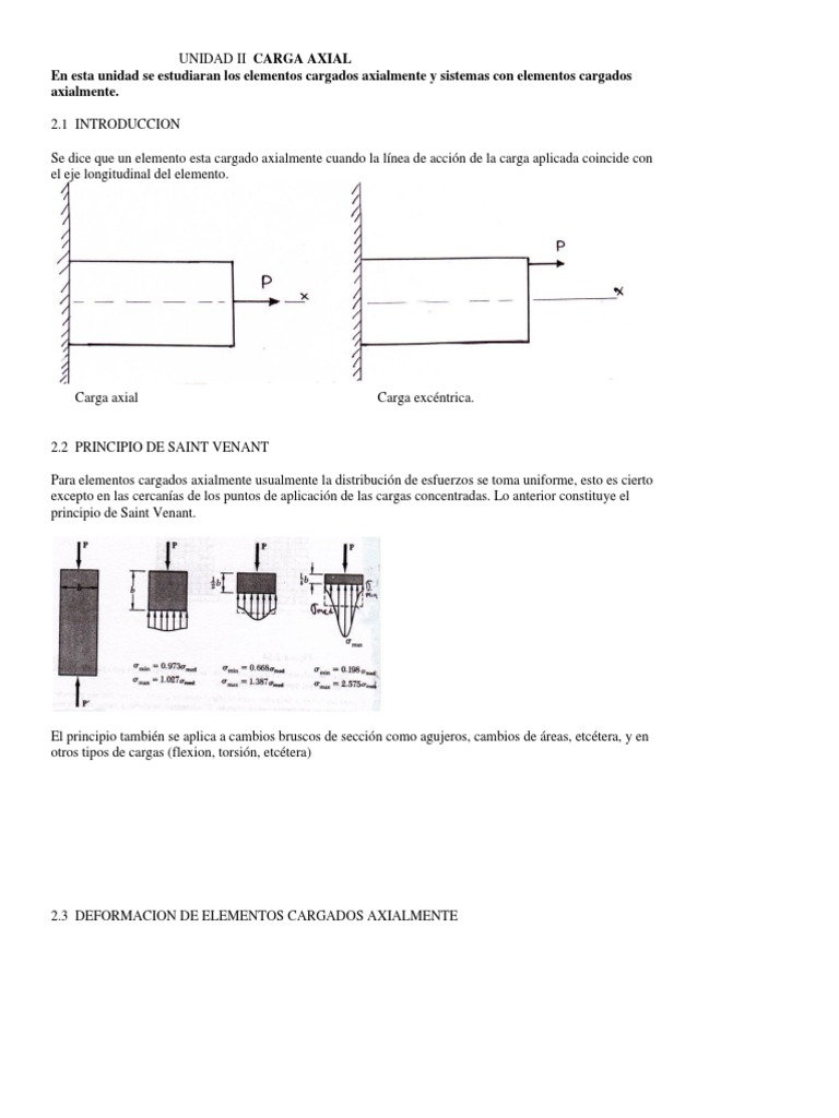 Análisis de elementos sometidos a carga axial y sus aplicaciones | PDF | Ecuaciones ...