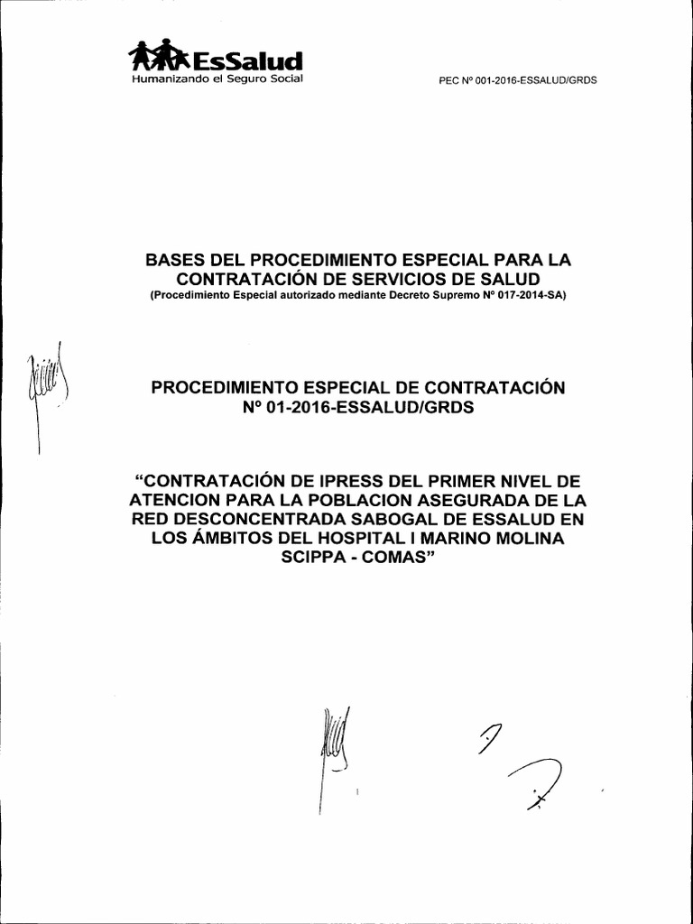 Bases Contrat Servicio Pec 01 2016 Essalud GRDS PDF | PDF | Hospital ...