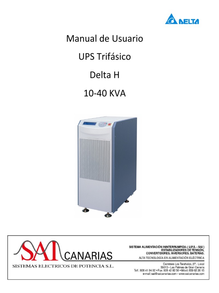 Manual Usuario Ups Trif Delta H 10-40 Kva | PDF | Corriente eléctrica ...