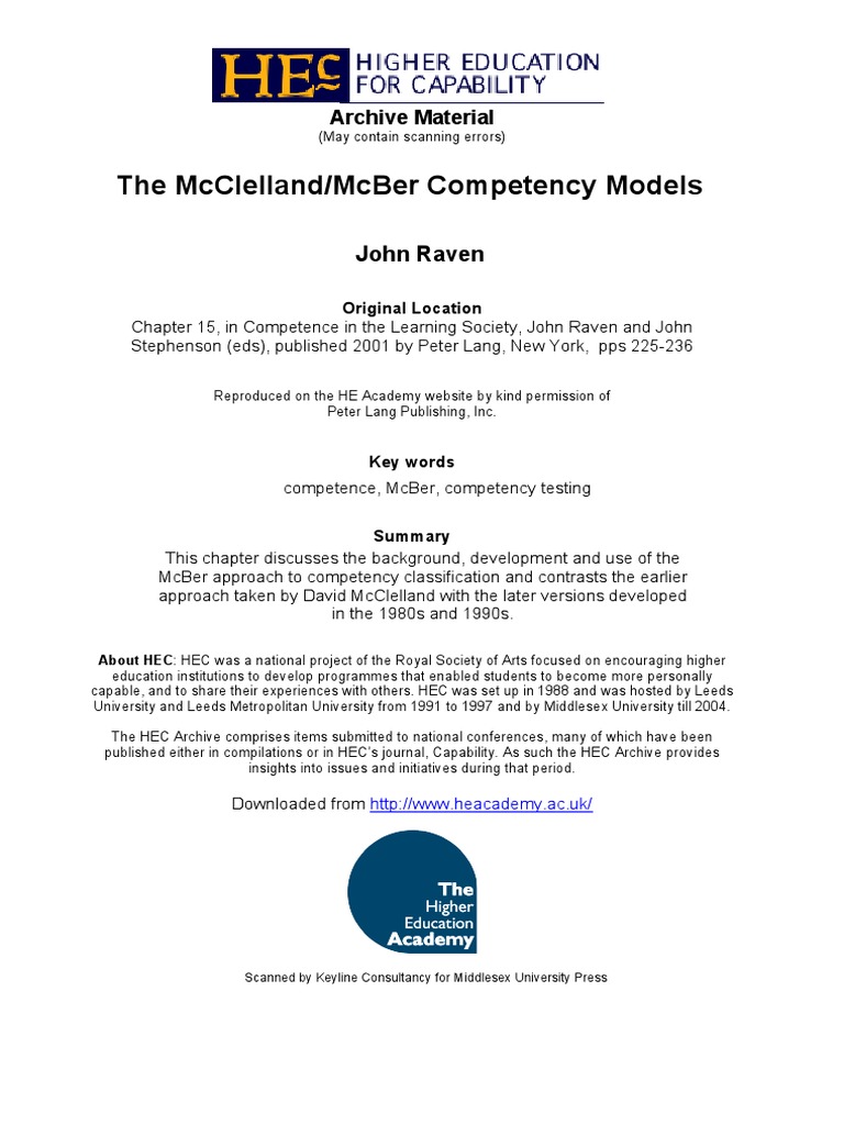 McBer Competency Models Overview | PDF | Motivation | Motivational