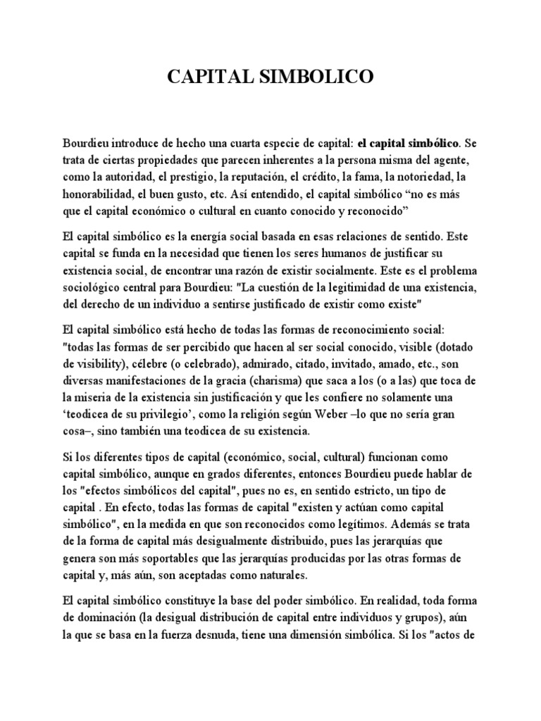 Capital Simbolico | PDF | Poder (social y político) | Capital (economía)