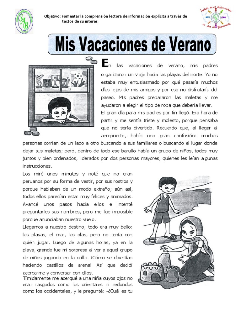 Lectura Mis Vacaciones de Verano | PDF | Artes del Lenguaje y Comunicación