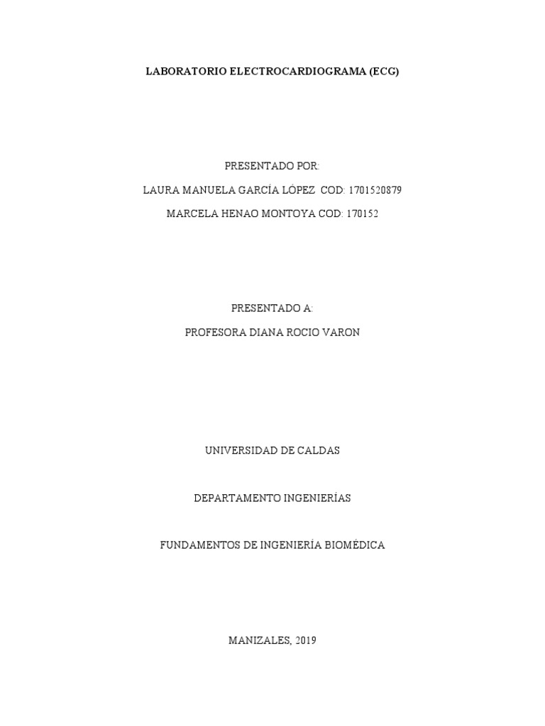 Informe Ecg | PDF | Electrocardiografia | Corazón