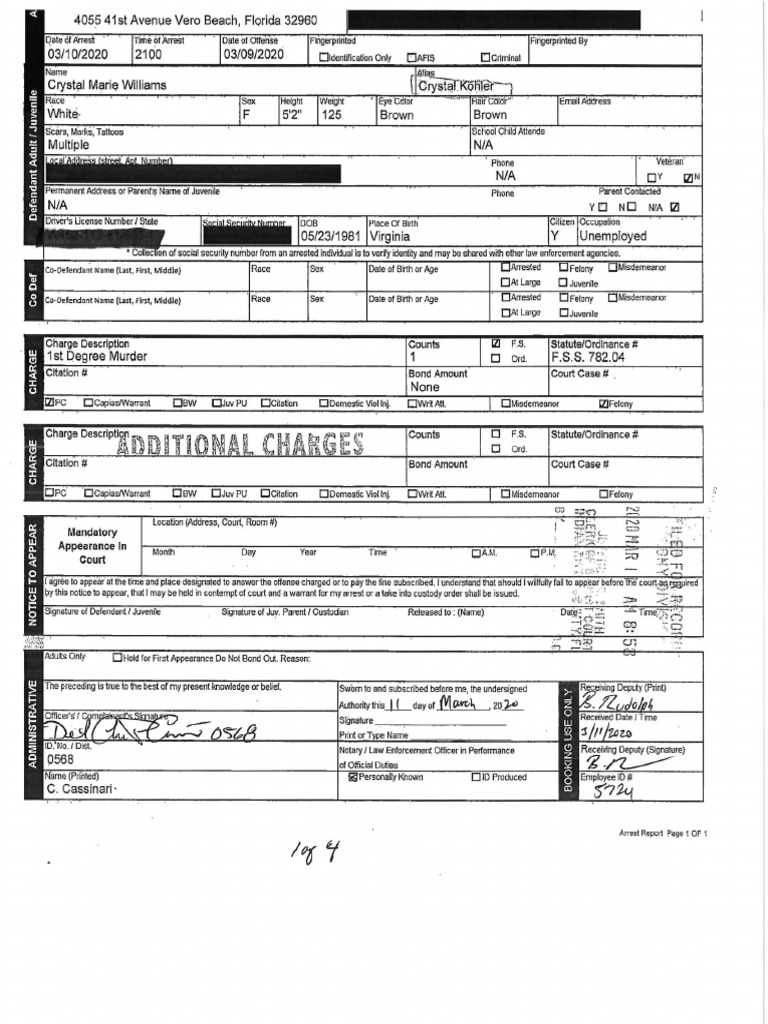 Crystal Kohler Arrest Report | PDF