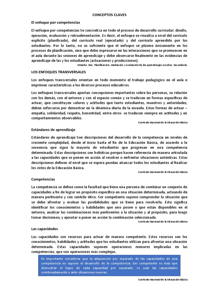 Conceptos Claves | PDF | Plan de estudios | Educación primaria