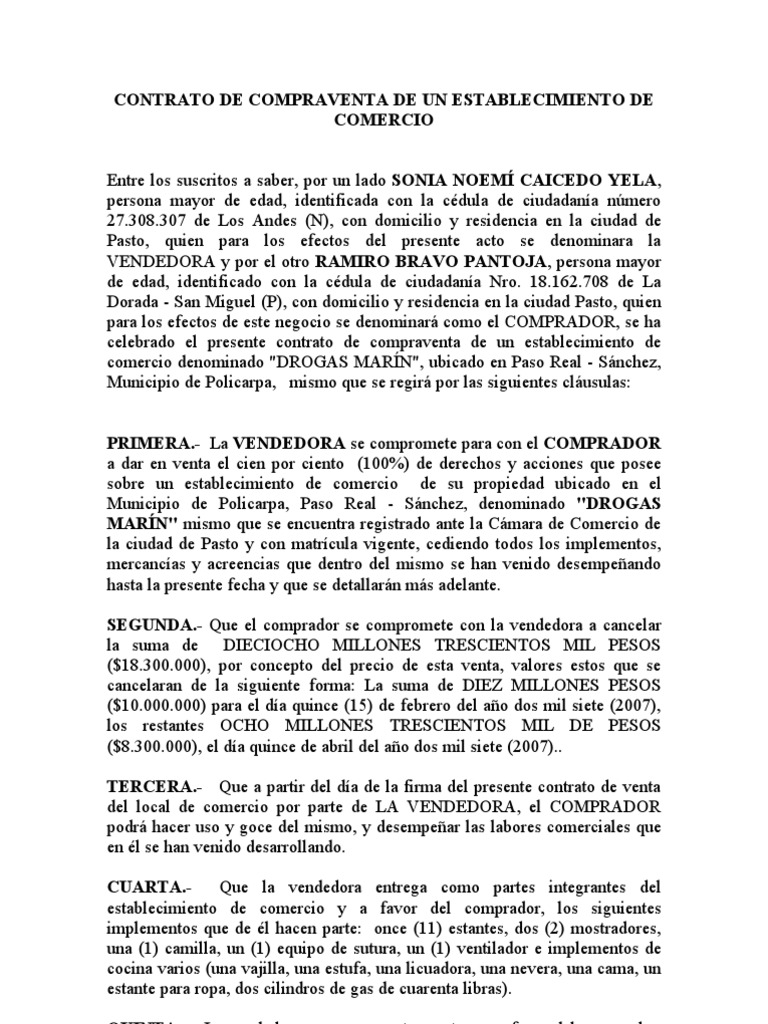 Como Hacer Un Contrato De Compraventa De Una Casa En Colombia Pdmrea