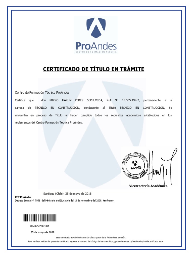 Certificado Titulo (Tramite) PDF | PDF Certificado Titulo (Tramite) PDF | PDF