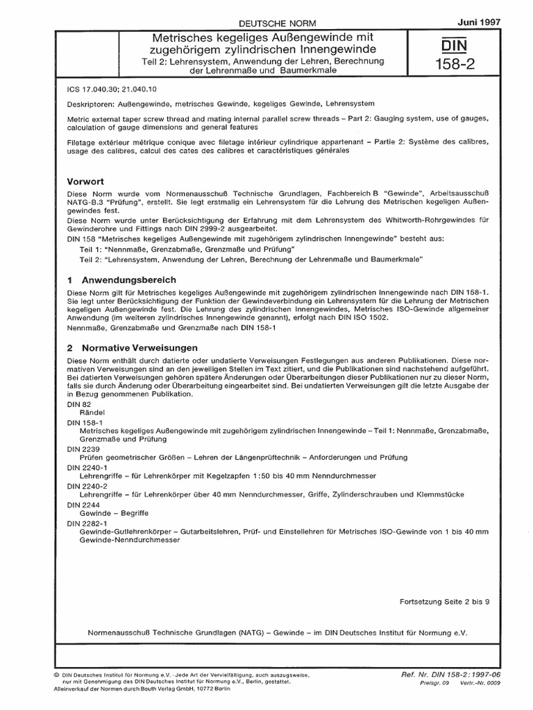 Din 158-2 1997-06 PDF | PDF
